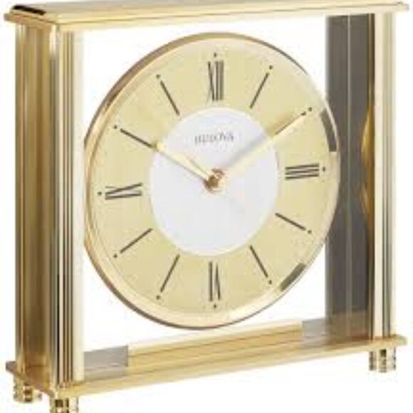 Bulova | Other | Bulova B70 Grand Prix Table Clock Brass Metal Finish ...